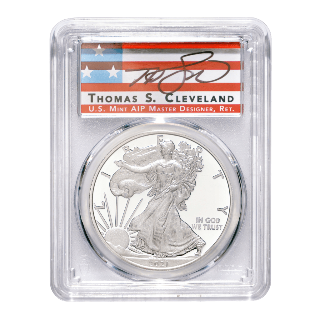 2021-W Silver Eagle Type 1 Advance Release PCGS PR70 Signed by Thomas ...